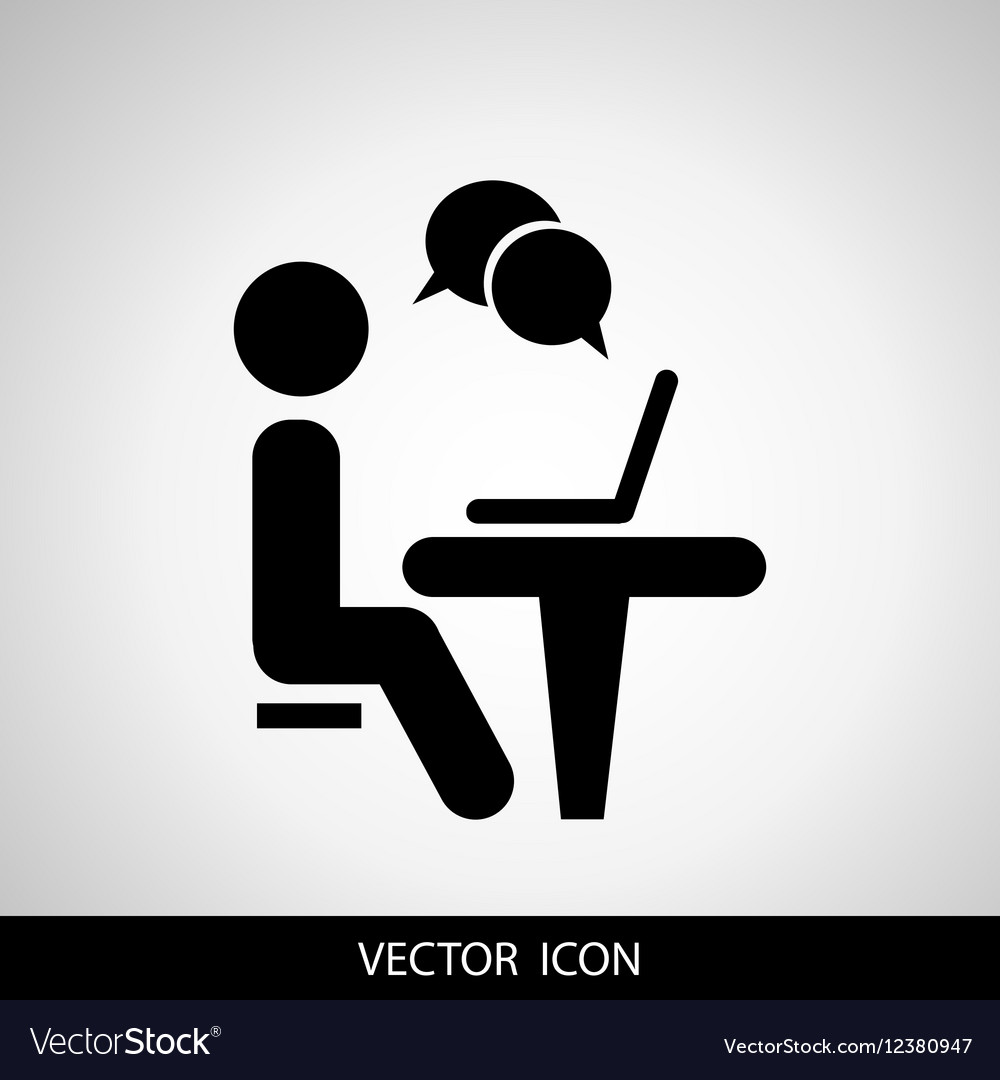 Businessman working on computer web icons Vector Image
