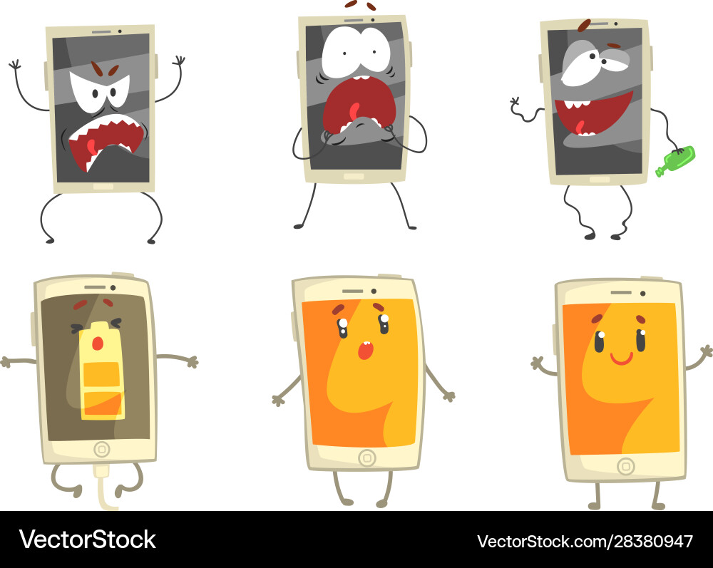 Cartoon smartphone device having legs and arms Vector Image