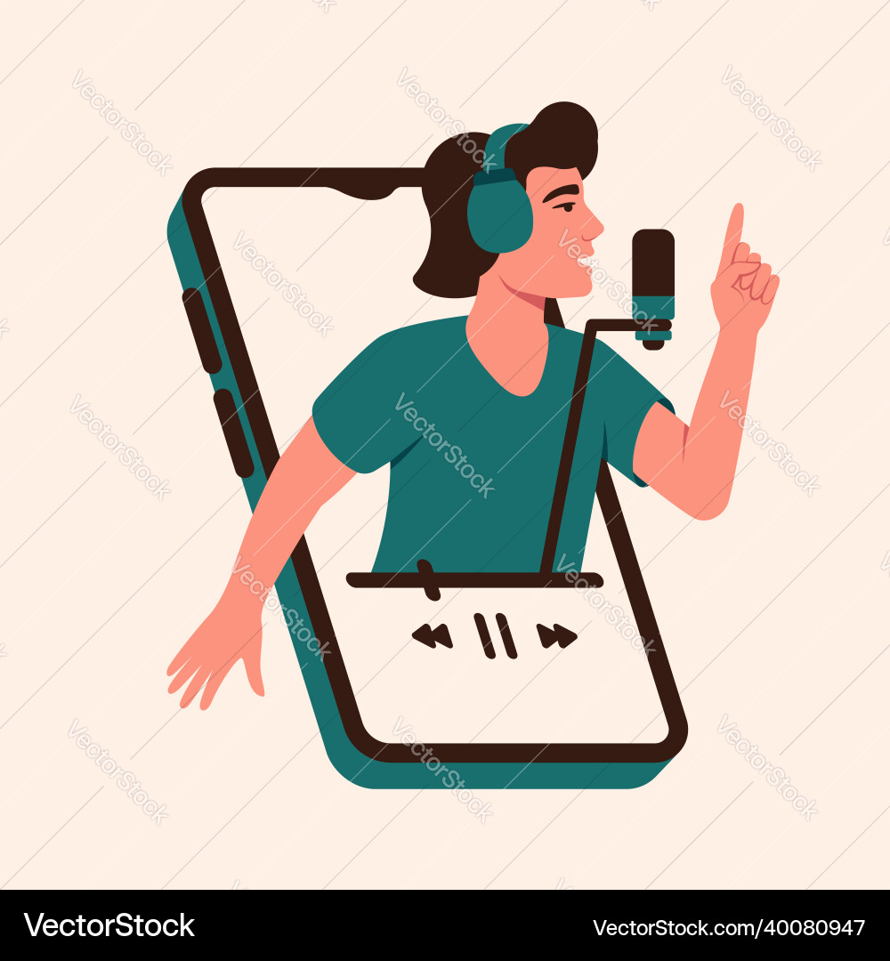 Concept of a mobile application for podcasts Vector Image
