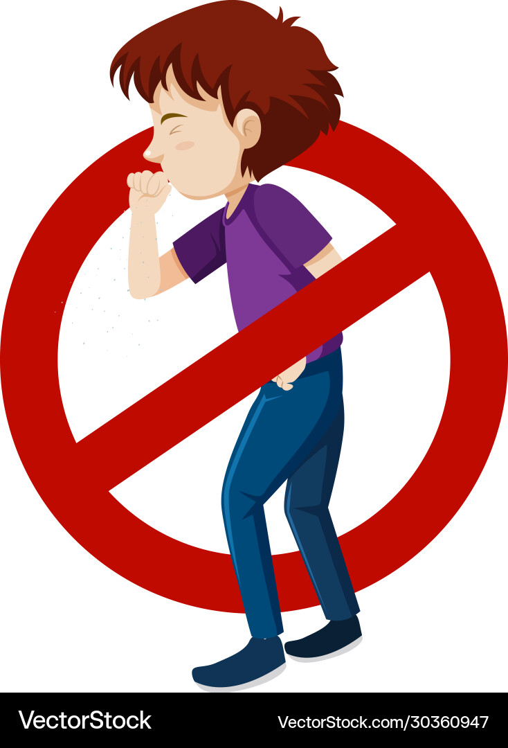 Coronavirus theme with sick man and stop sign Vector Image