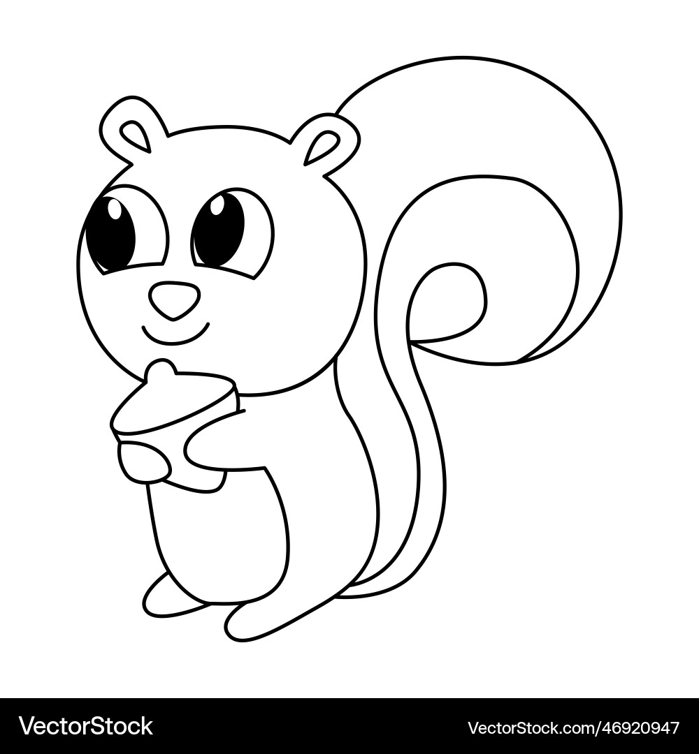 Cute squirrel cartoon coloring page for Royalty Free Vector