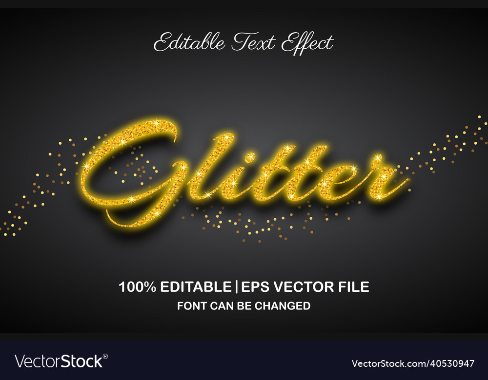 Glitter 3d editable text effect Royalty Free Vector Image