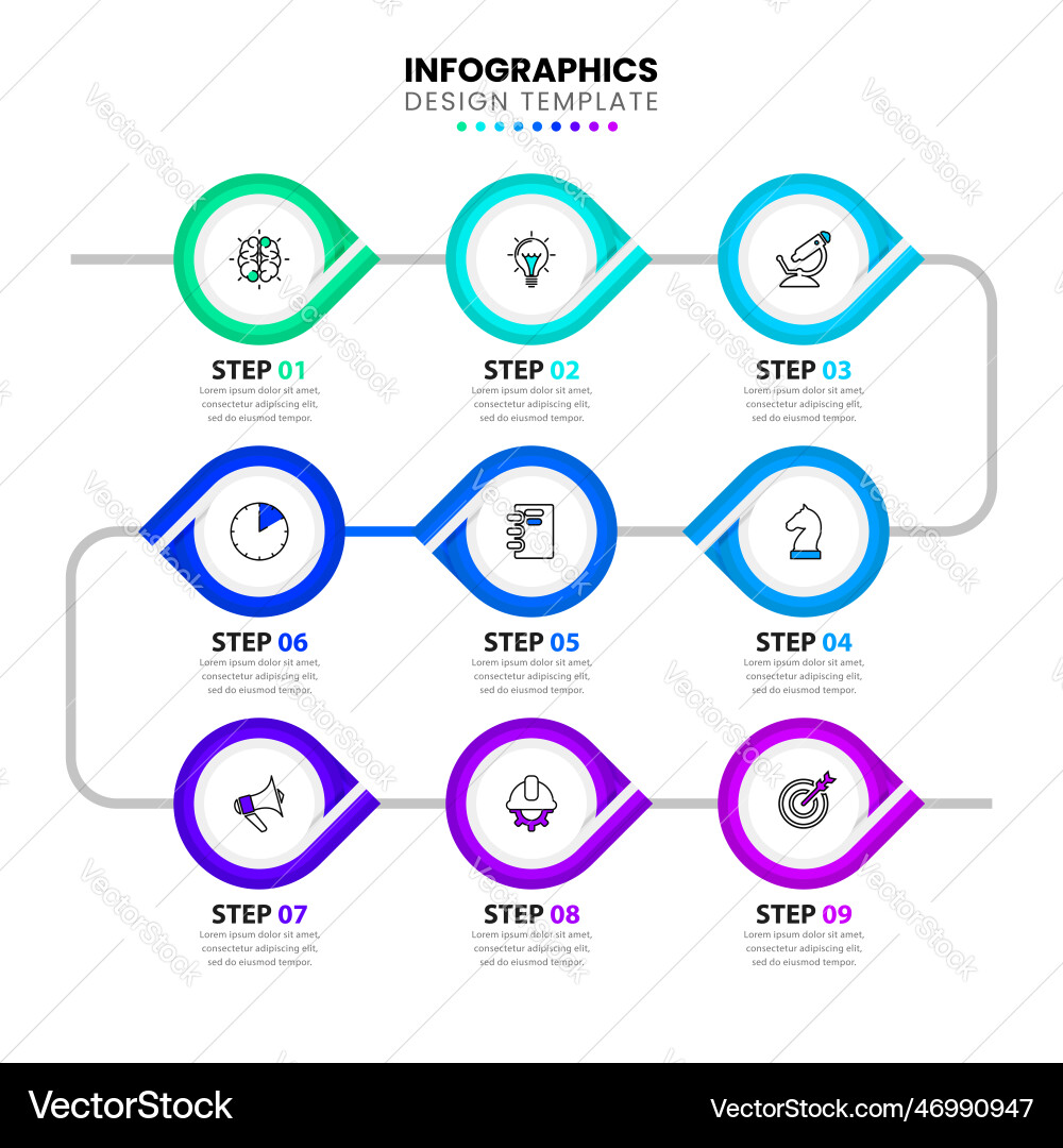 Infographic template with icons and 9 options Vector Image