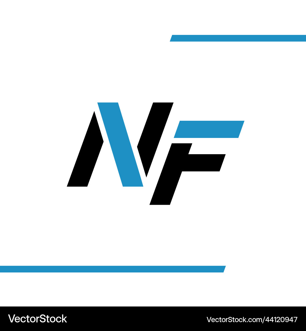 Initial letter nf logo with line and striped Vector Image