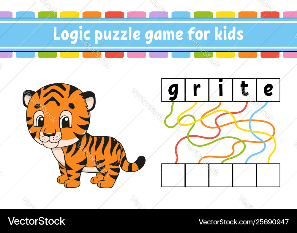 Logic puzzle game learning words for kids find Vector Image