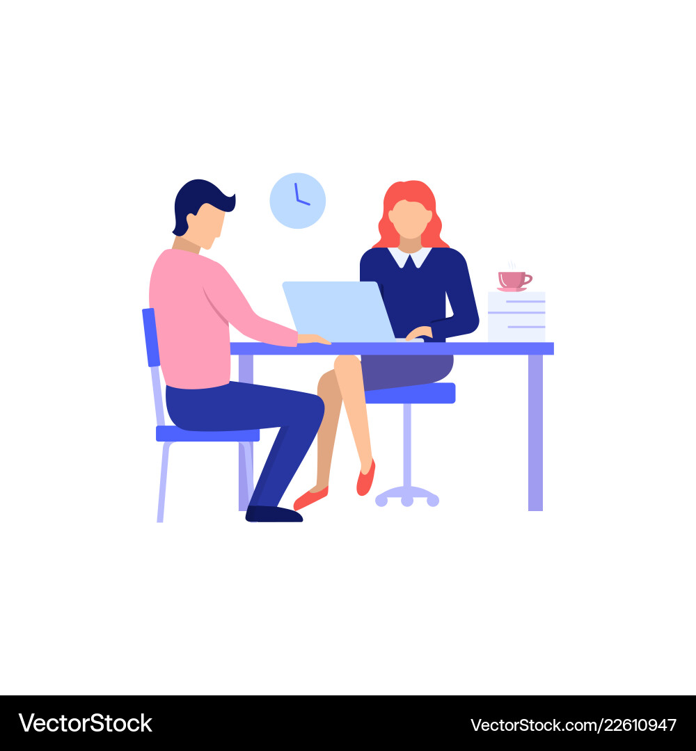 Man and woman on interview conversation Royalty Free Vector