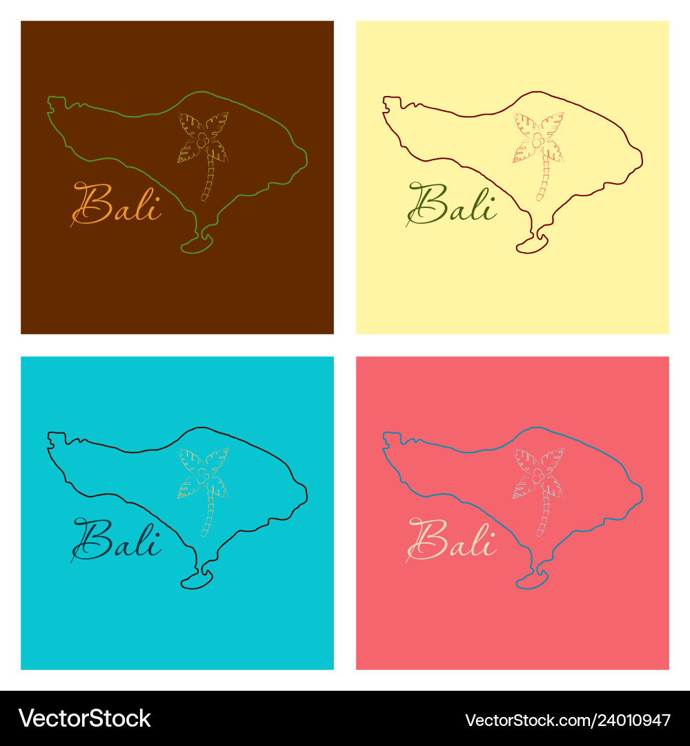 Map of bali thin line Royalty Free Vector Image