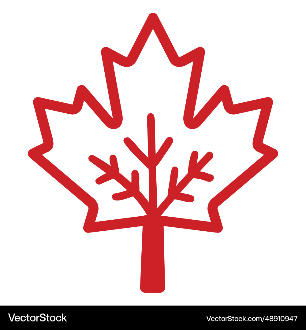 Maple leaf stroke Royalty Free Vector Image - VectorStock
