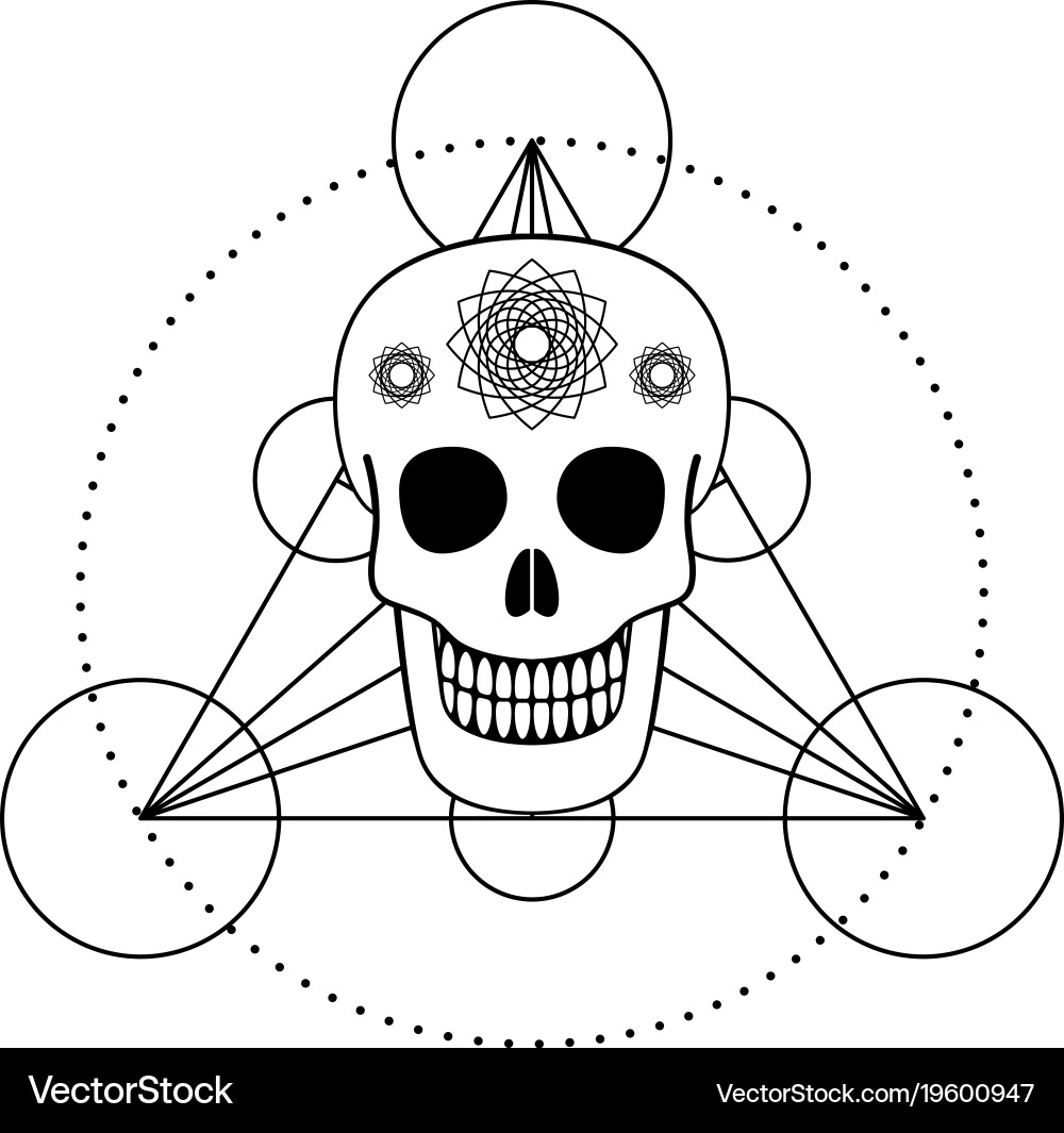 Ornamental skull with geometric symbol Royalty Free Vector