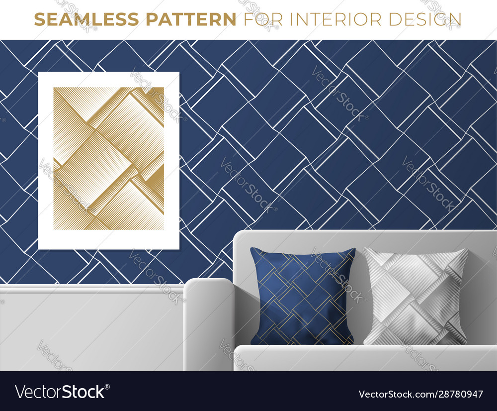 Set geometric seamless patterns for interior Vector Image