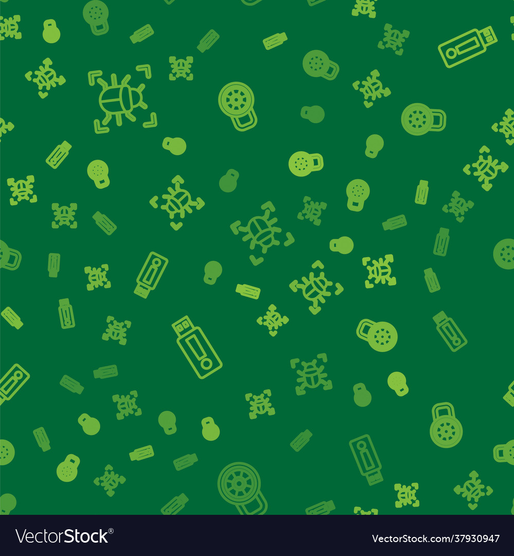 Set Line System Bug Usb Flash Drive And Safe Vector Image