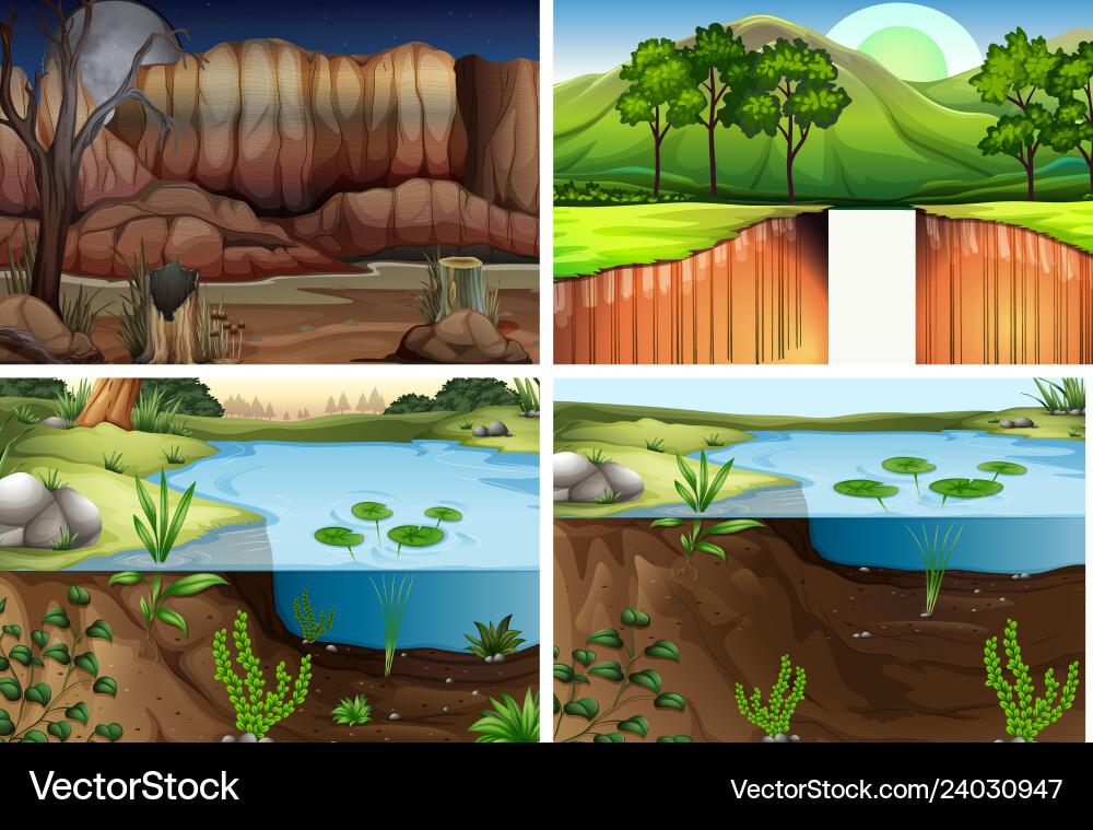 Set of different nature scene Royalty Free Vector Image