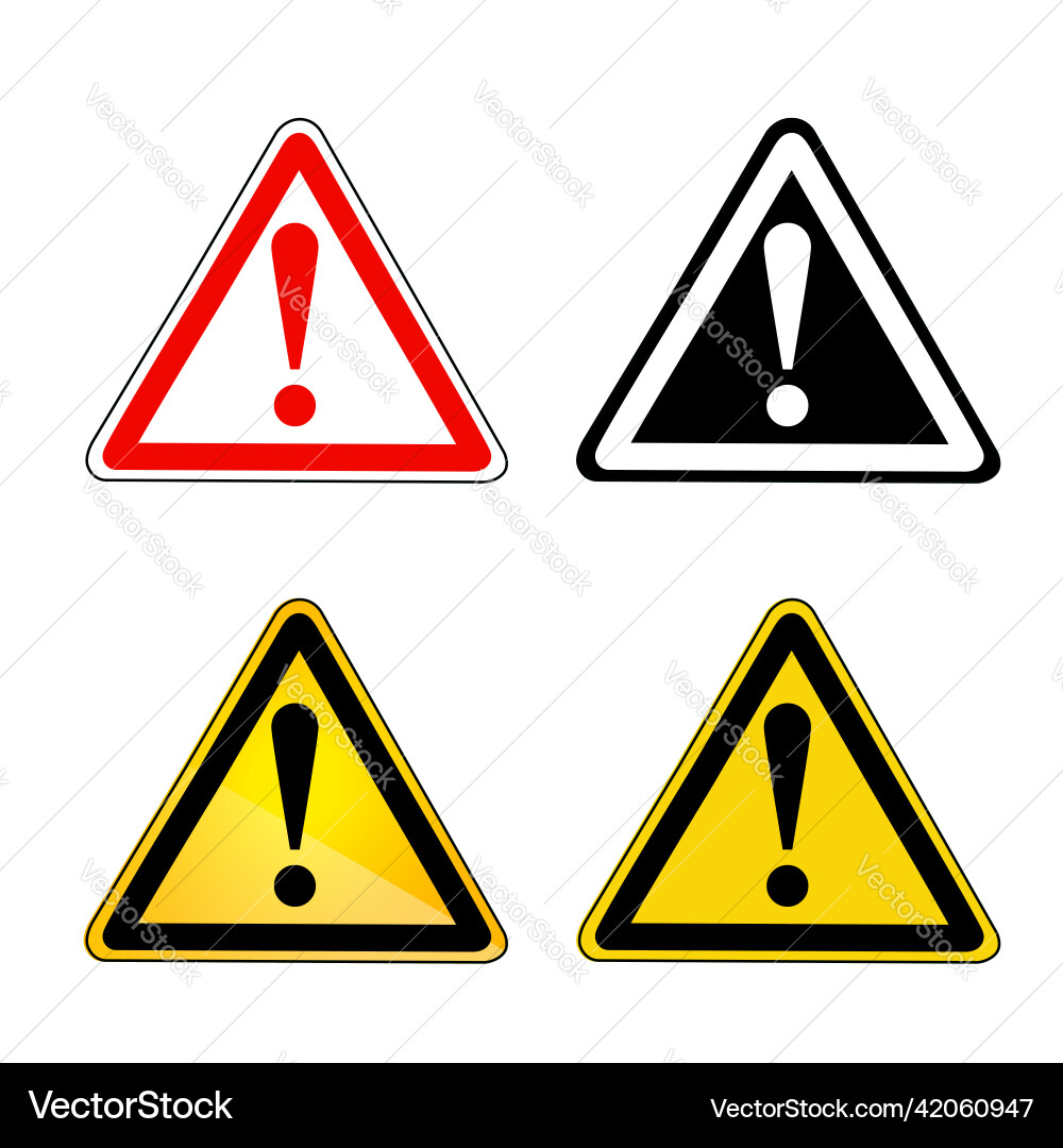 Simple set 4 sign alert or caution sign isolated Vector Image