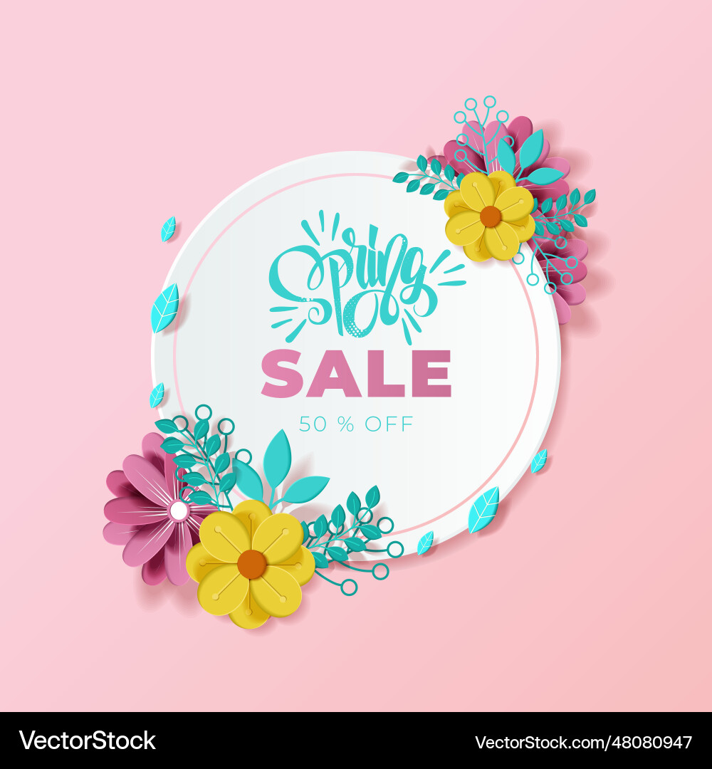 Spring sale background with beautiful colorful Vector Image
