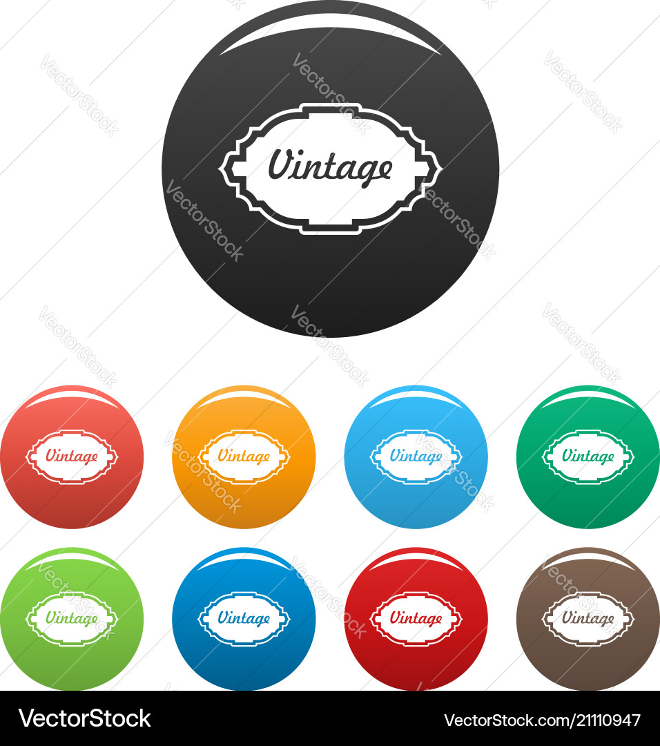 Style label icons set color Royalty Free Vector Image