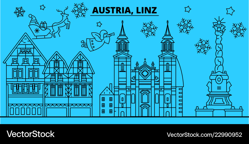 Austria linz winter holidays skyline merry Vector Image