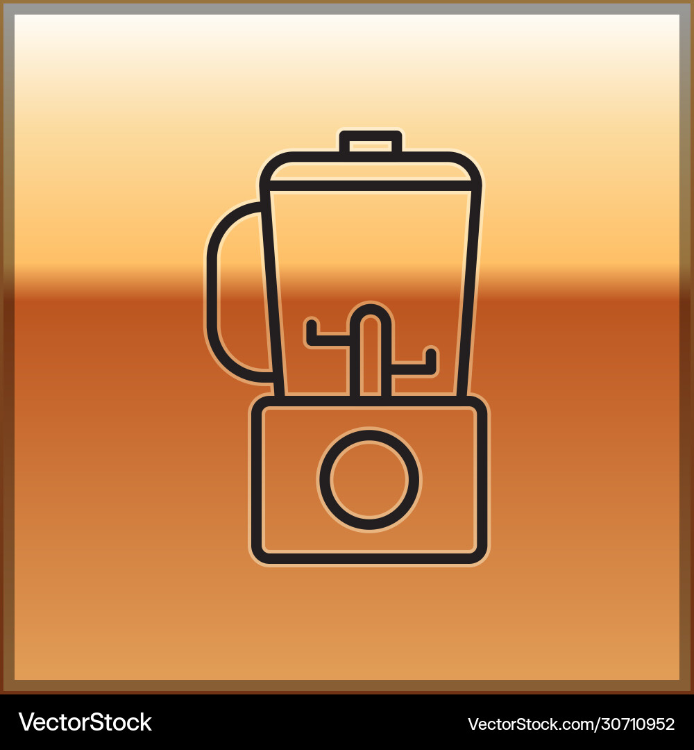 Black line blender icon isolated on gold Vector Image