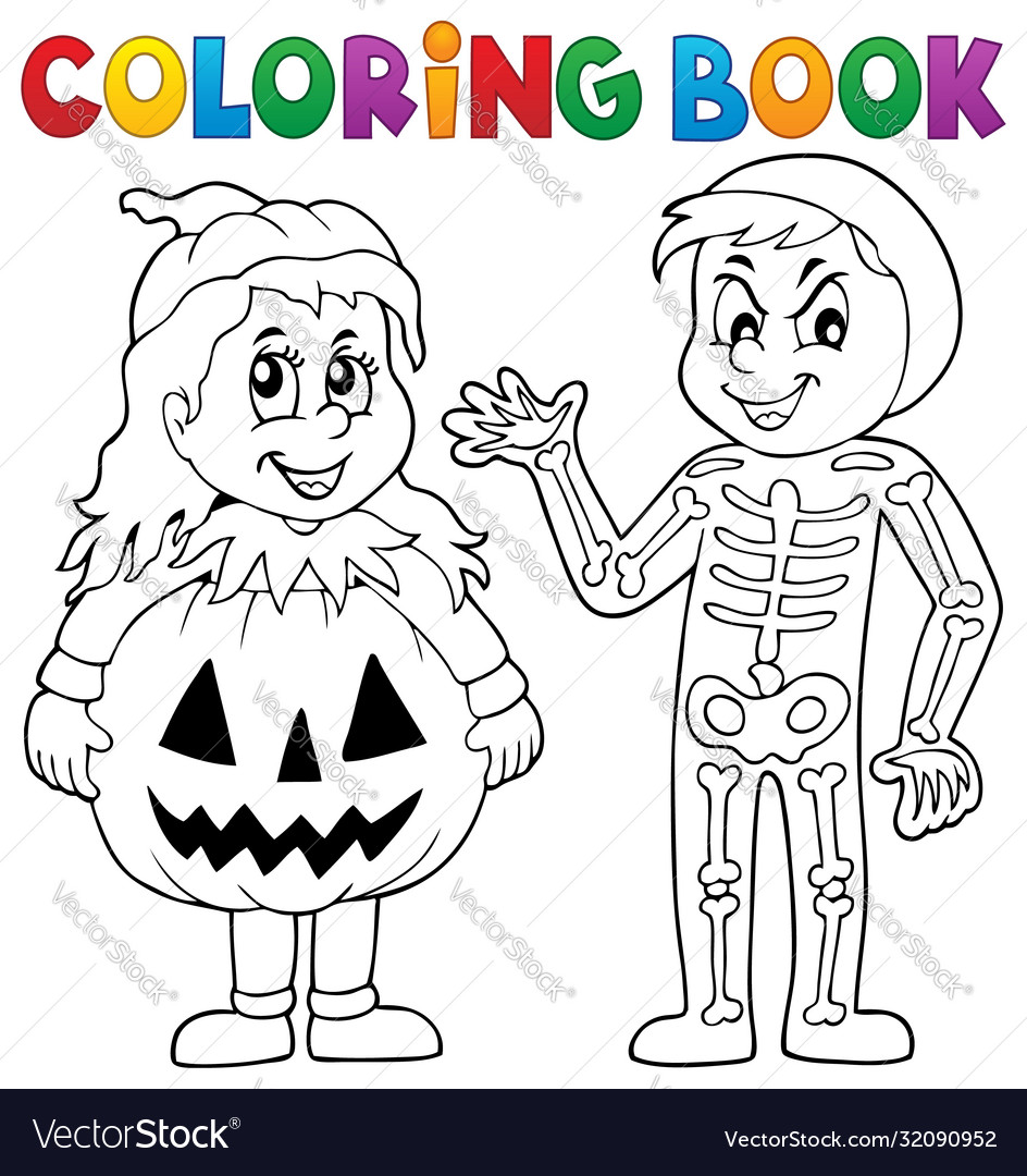 Coloring book halloween costumes theme 1 Vector Image