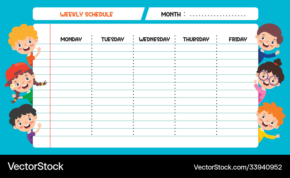 Daily and weekly planner for children Royalty Free Vector