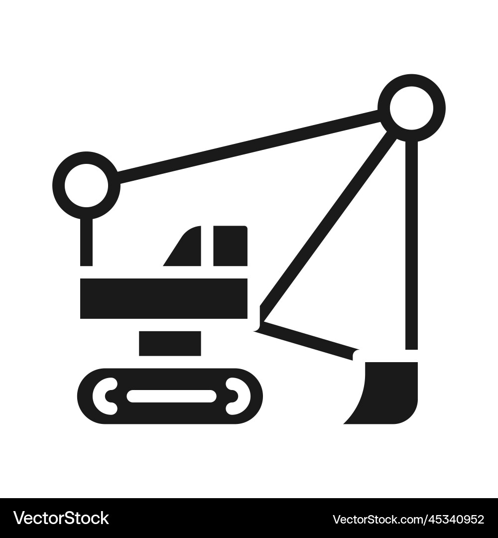 Dragline excavator black glyph icon Royalty Free Vector