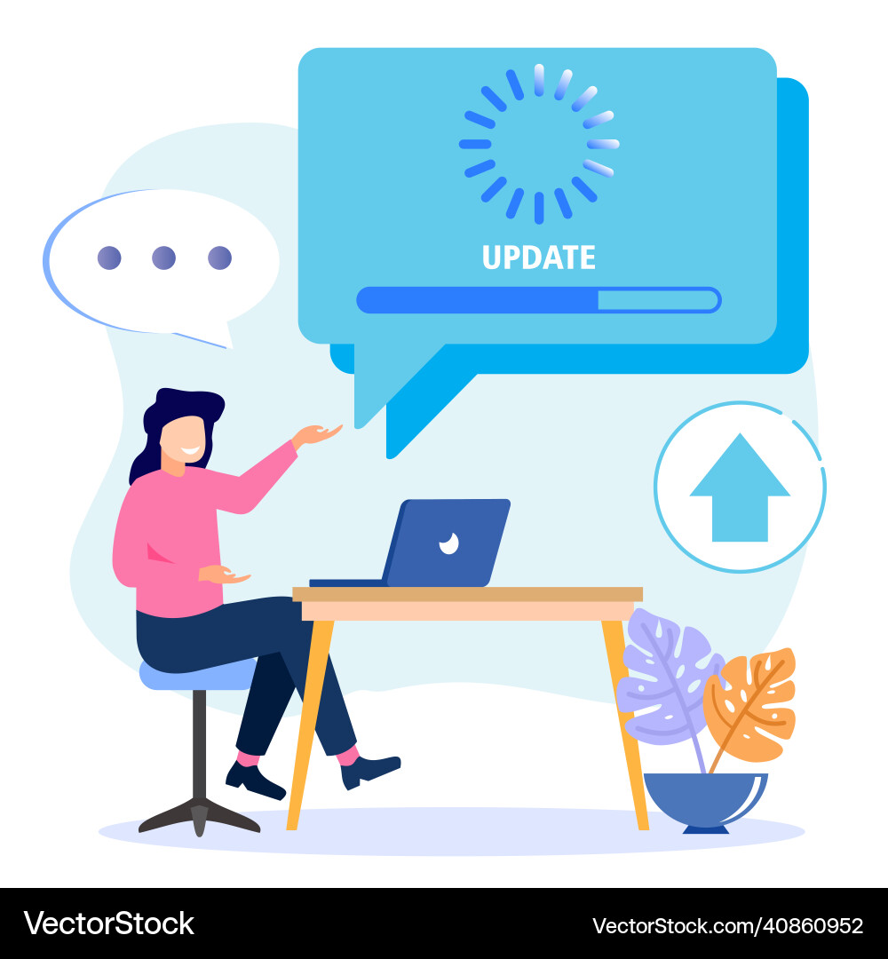 Graphic cartoon character of system update Vector Image