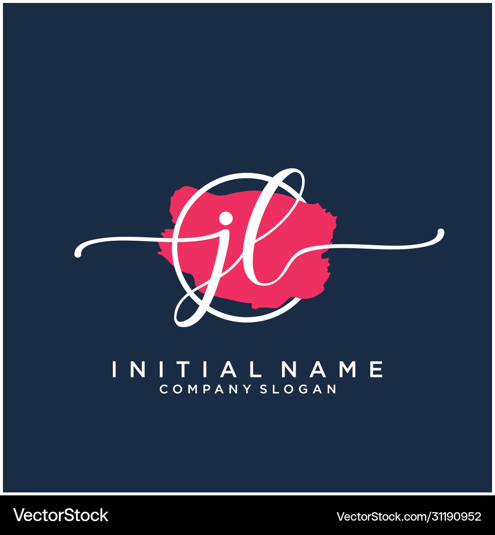 Jl initial handwriting logo design with brush Vector Image