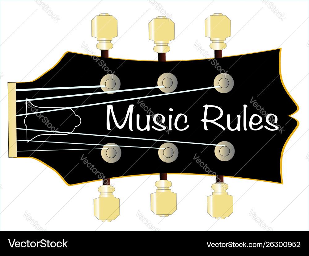 Music rules guitar headstock Royalty Free Vector Image