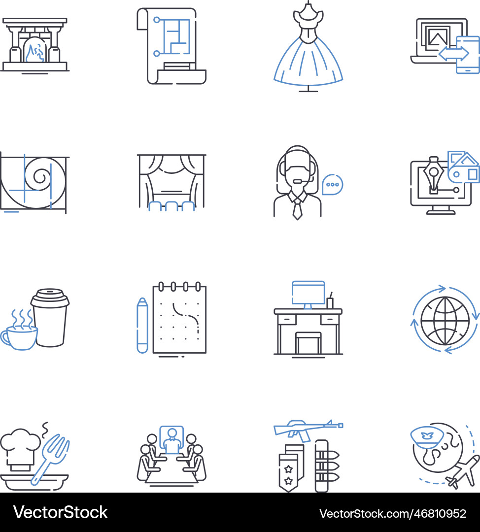 On-demand line icons collection instantaneous Vector Image