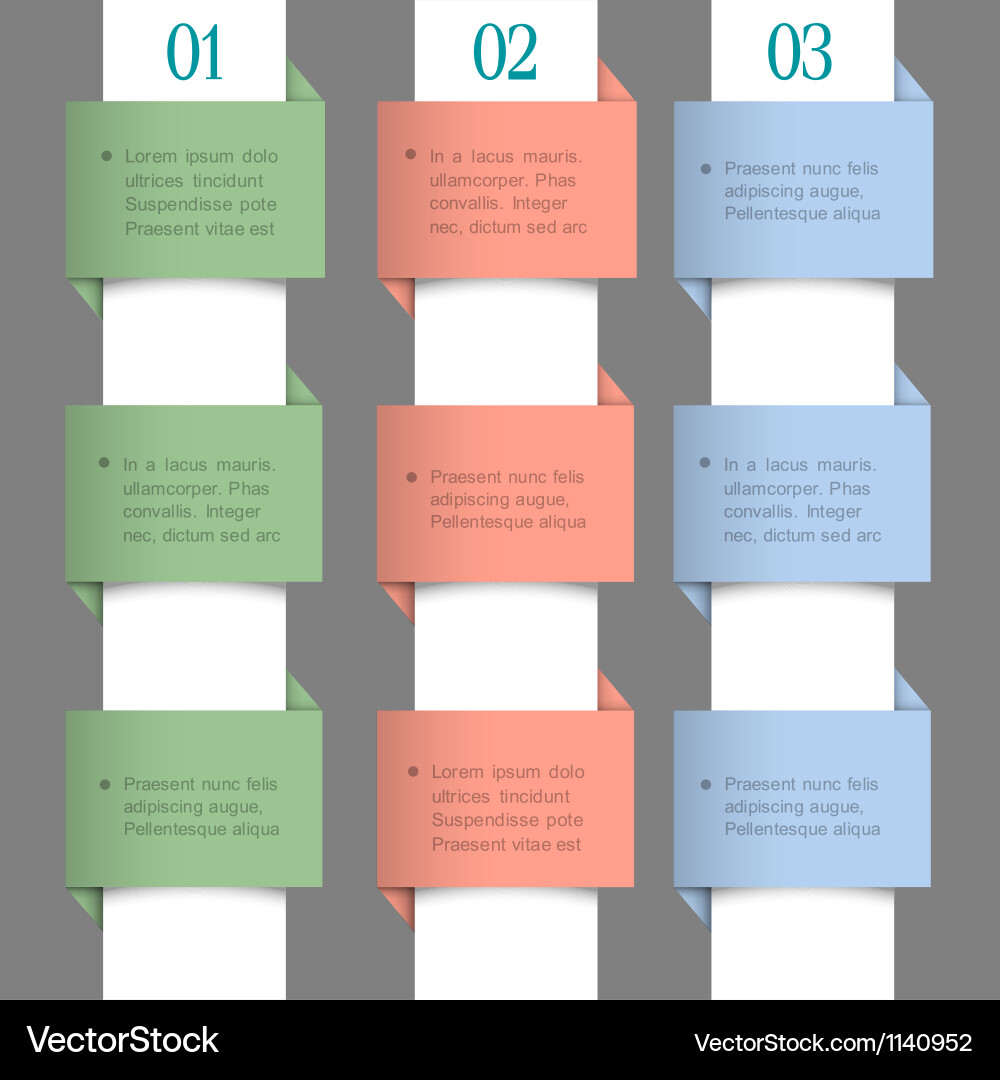 Paper numbered banners in pastel colors Royalty Free Vector