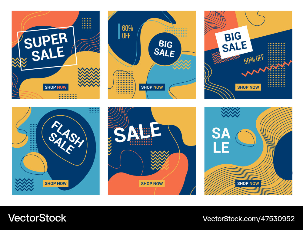 Square sale poster templates flat icon collection Vector Image