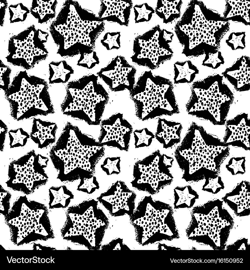 Star seamless patterntextile ink brush strokes Vector Image