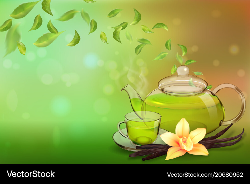 Tea advertising flyer poster or banner template Vector Image