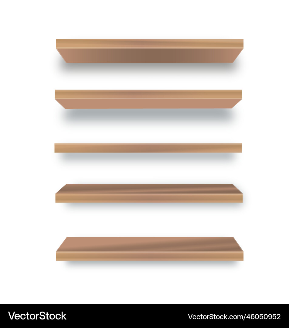 Various empty wooden store shelves set grocery Vector Image