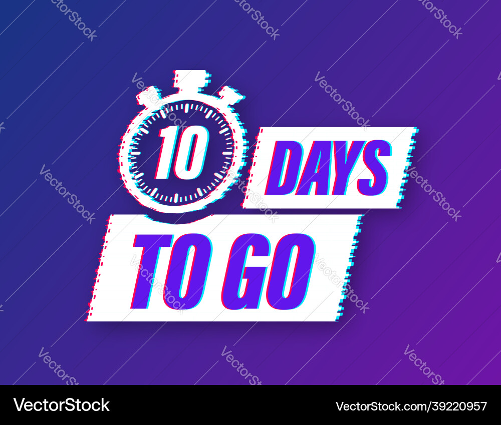 10 days to go glitch style icon Royalty Free Vector Image