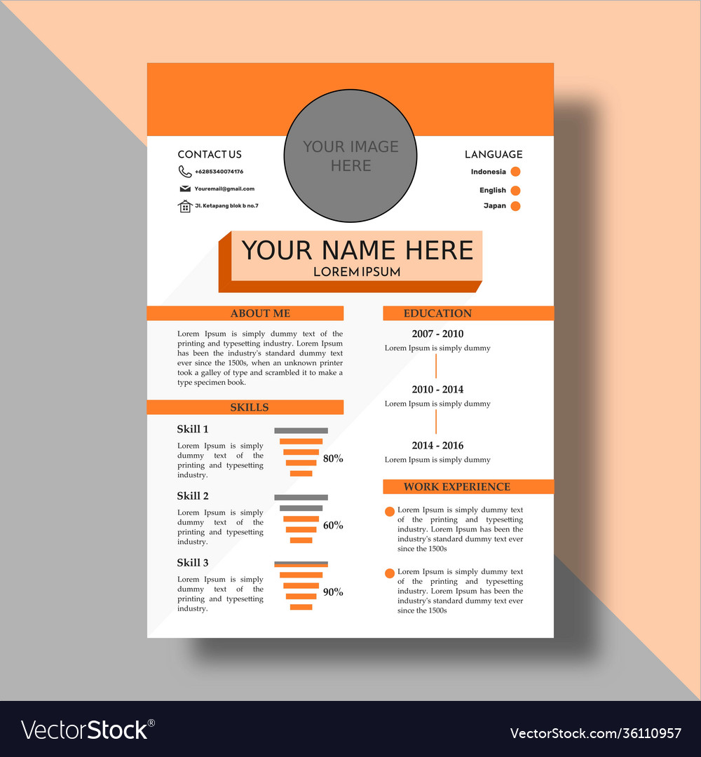 A cv template to apply for jobs with little sha Vector Image
