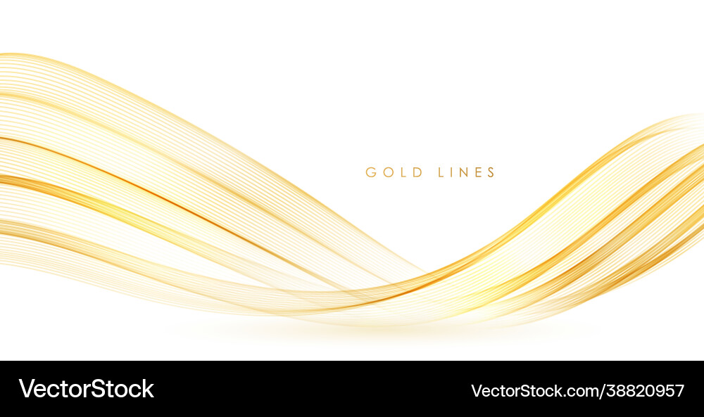Abstract colorful flowing gold wave lines Vector Image