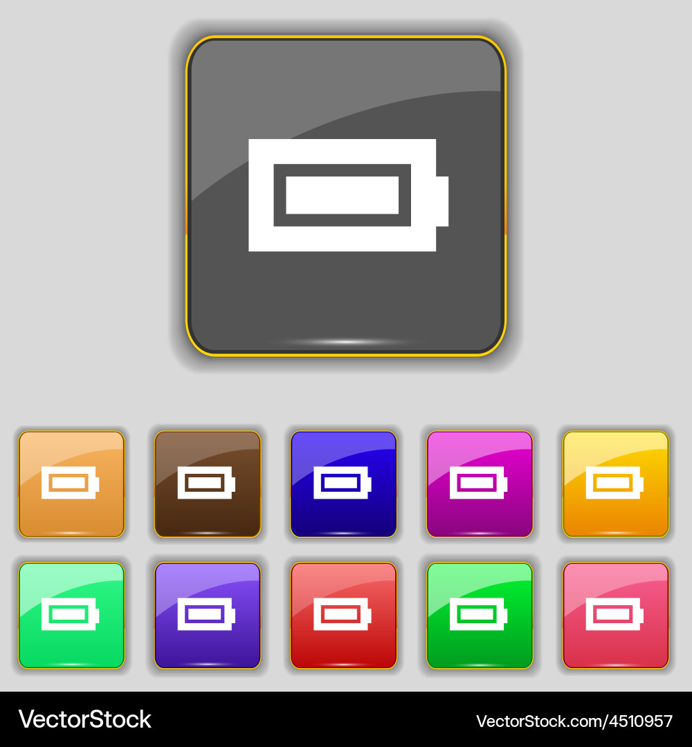 Battery fully charged icon sign set with eleven Vector Image