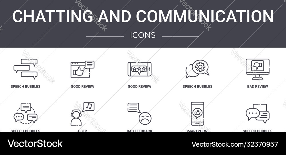 Chatting and communication concept line icons set Vector Image