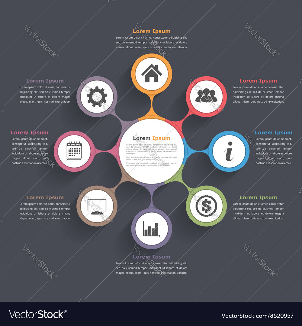 Circle diagram eight elements Royalty Free Vector Image