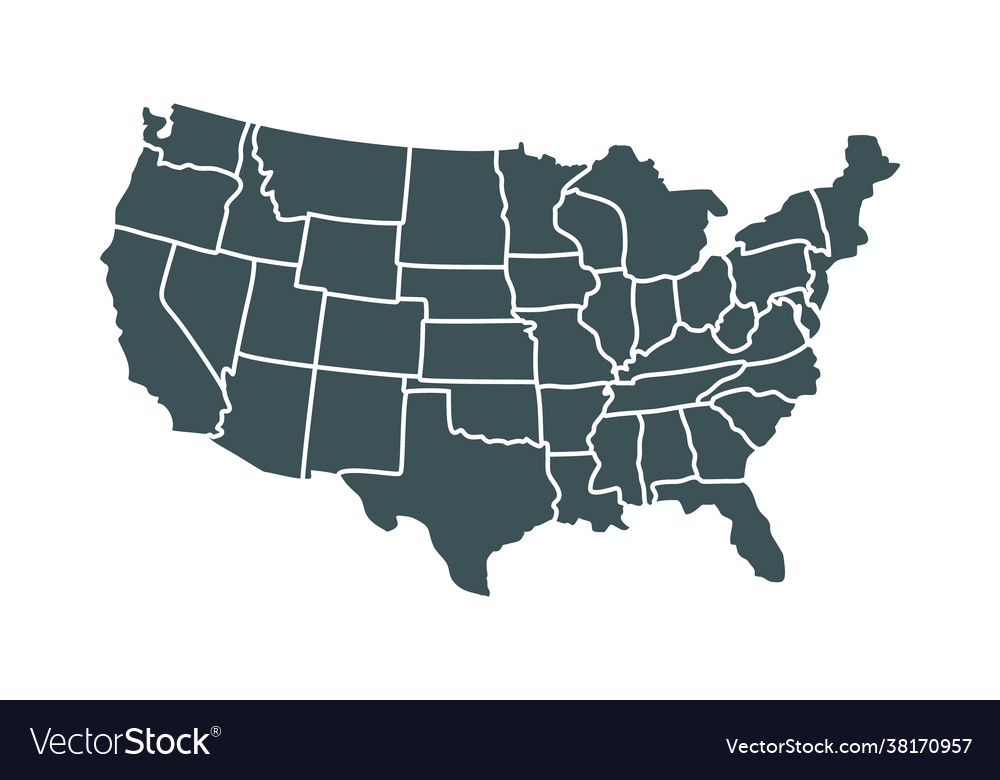 Dark political usa map Royalty Free Vector Image