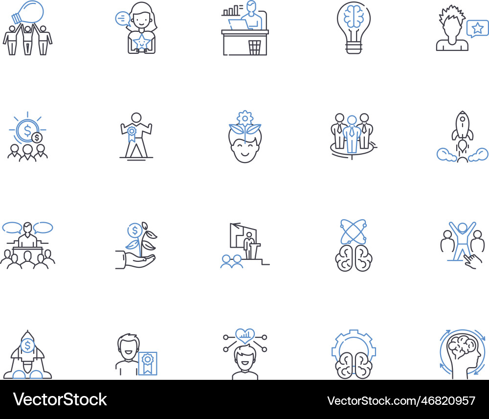 Dominance line icons collection power control Vector Image
