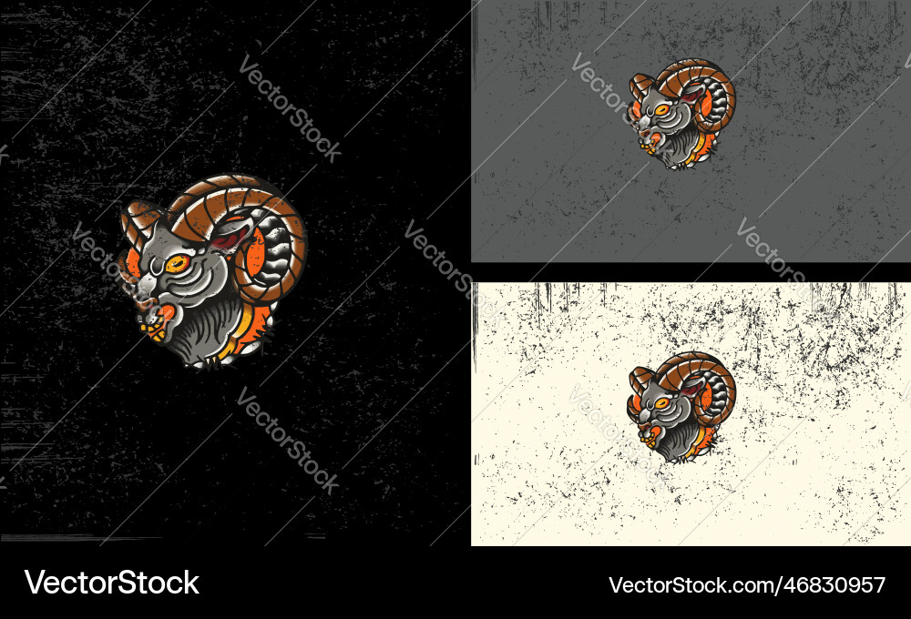 Head goat with horn mascot design Royalty Free Vector Image