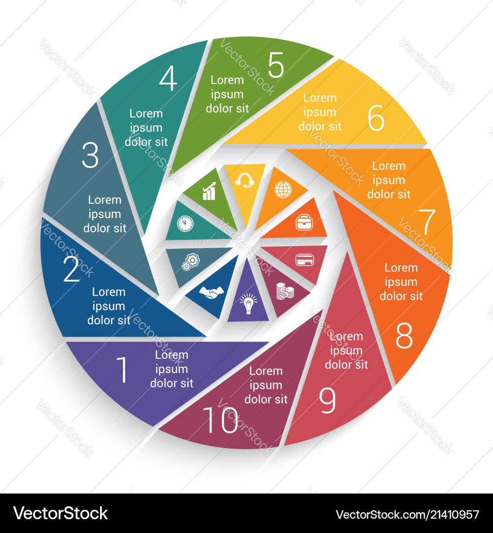 Infographic business pie chart for 10 options Vector Image