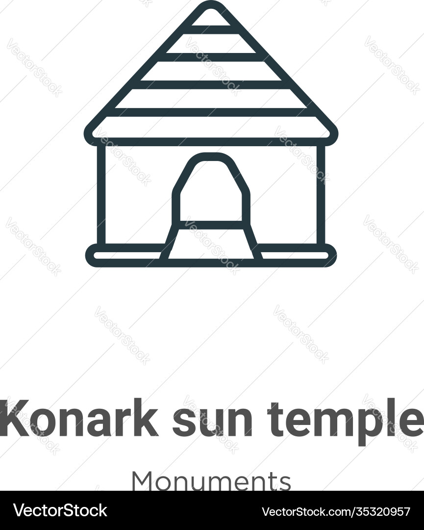 Konark sun temple outline icon thin line black Vector Image