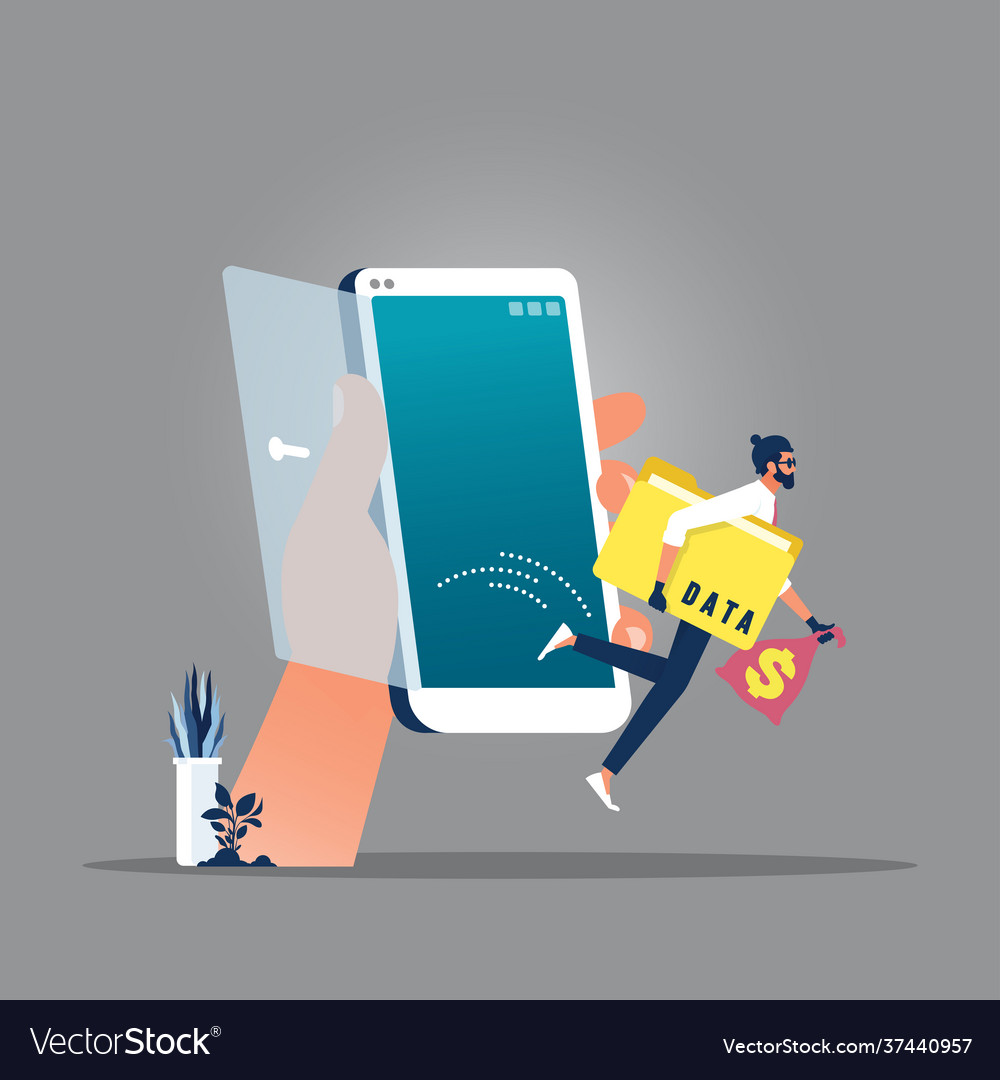 Mobile hacker and cyber security concept Vector Image