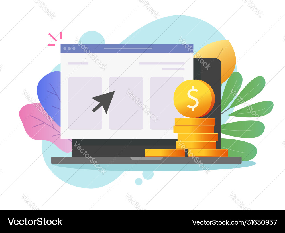 Money earn online concept on web internet Vector Image