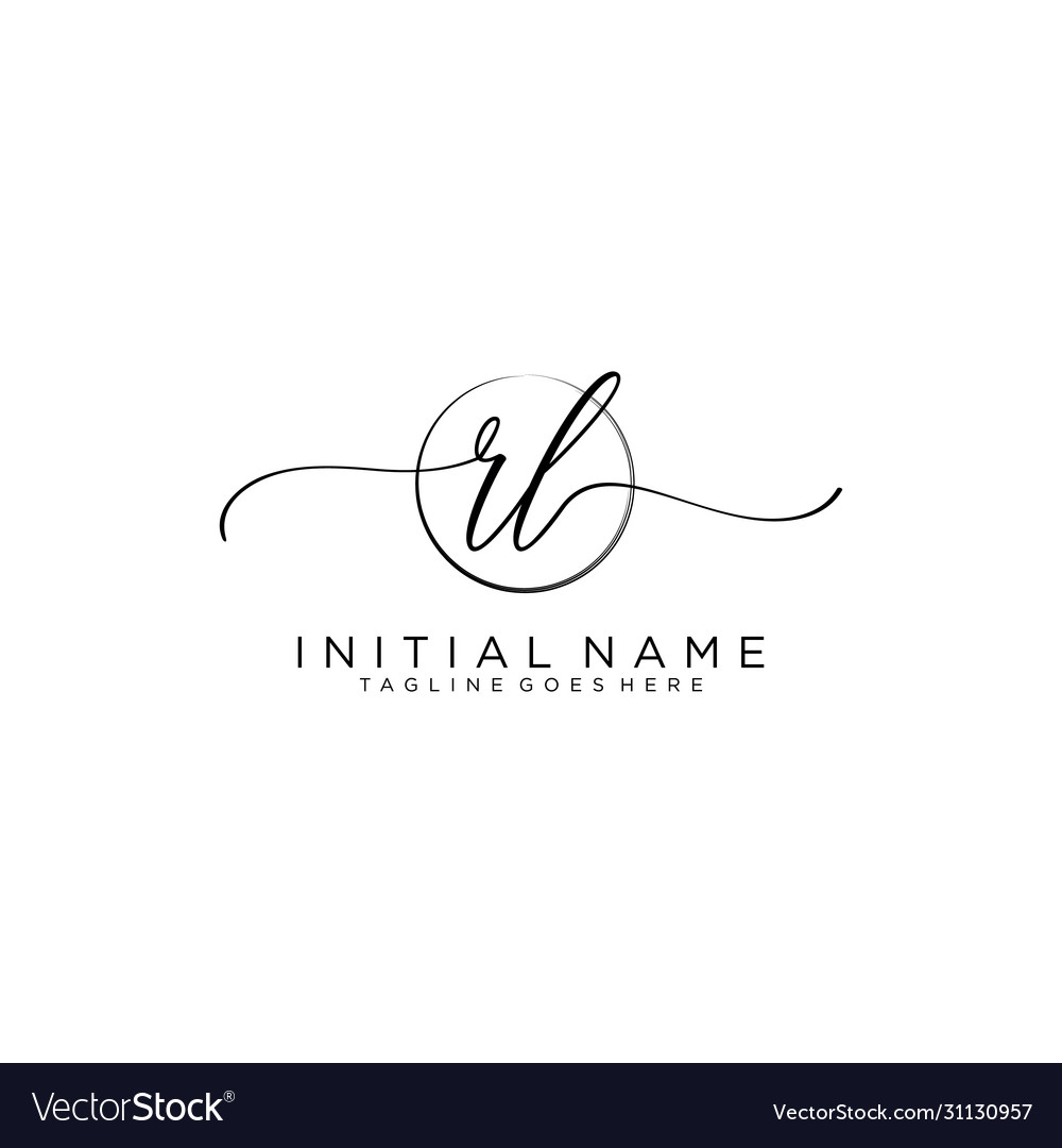 Rl initial handwriting logo with circle template Vector Image