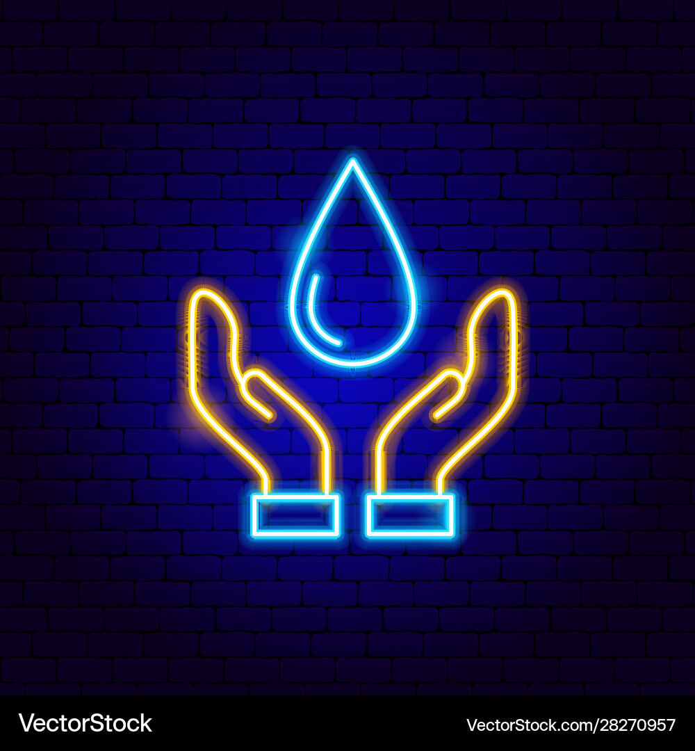 Save water neon sign Royalty Free Vector Image