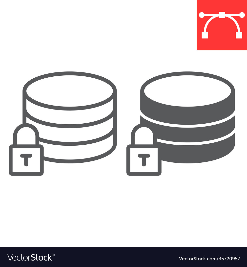 Secure data line and glyph icon security Vector Image