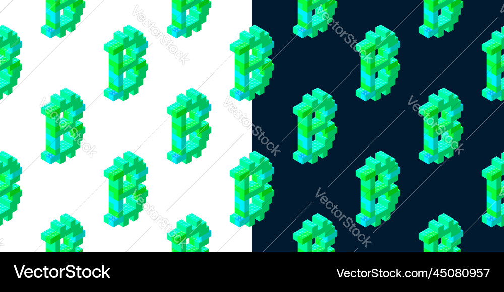 Set of patterns from green bitcoin sign Royalty Free Vector